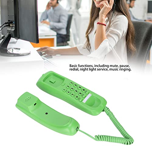 Wall Corded Telephone, Desktop Corded Phone, Landline Phone, Hotel Telephone, with Mute Pause and Redial Function, Plug and Play, for Office, Home and Hotel(Green)