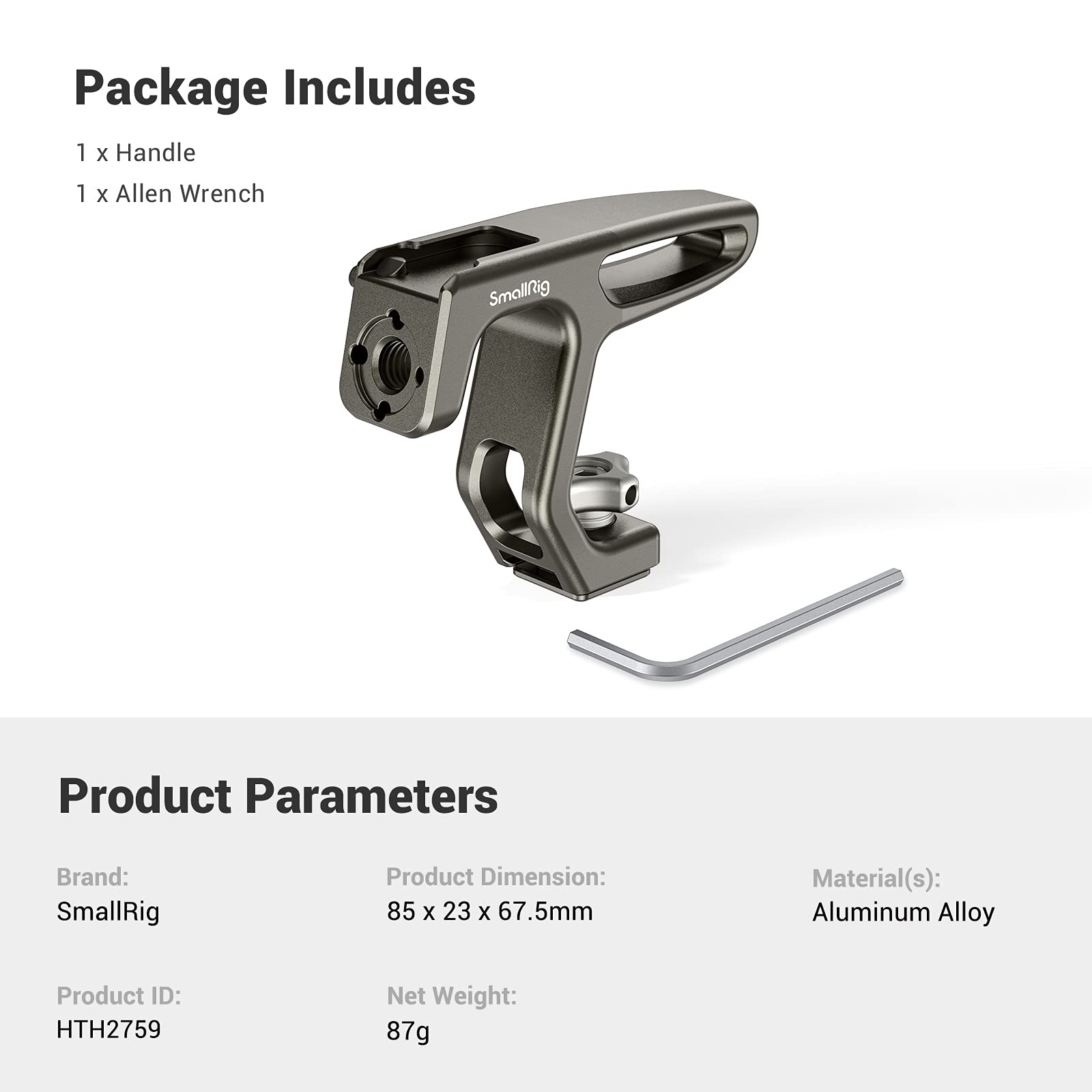 SmallRig Universal Mini Top Handle, Cold Shoe Top Handgrip for Lightweight Camera, Camera Cage Handle with Locating Point for Sony ZVE-10, for Vlog YouTube - HTH2759