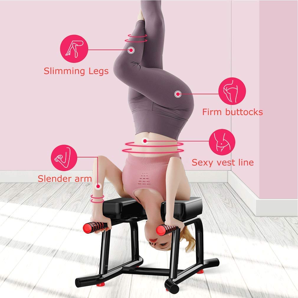 Papepipo Stable Yoga Headstand Bench - Ideal Yoga Inversion Chair with Armrests and Thickened Shoulder Cushion(Black)