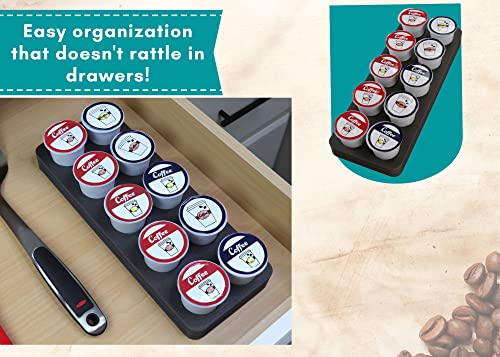 Polar Whale 2 Coffee Pod Storage Organizers Tray Drawer Insert for Kitchen Home Office Waterproof 4.5 X 11.75 Inches Holds 10 Compatible with Keurig K-Cup Durable Dark Gray Foam Made In The USA