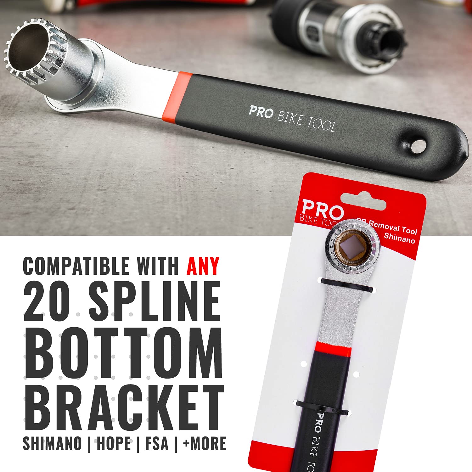 PRO BIKE TOOL Bottom Bracket Tool Compatible with Spline Type Bottom Brackets - for Removing Road and Mountain Bike Splined Bottom Brackets for Bicycle Repair and Maintenance