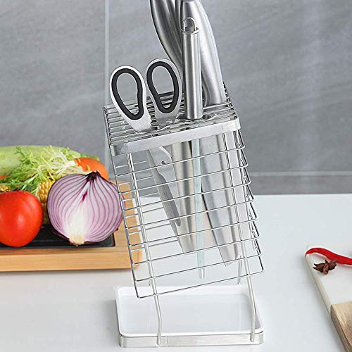 ZH1 The Thickened 304 Stainless Steel Knife Holder is Easy to Clean and Save Space. The Unique Slot Can Protect The Blade and Has a Removable Water Tray.