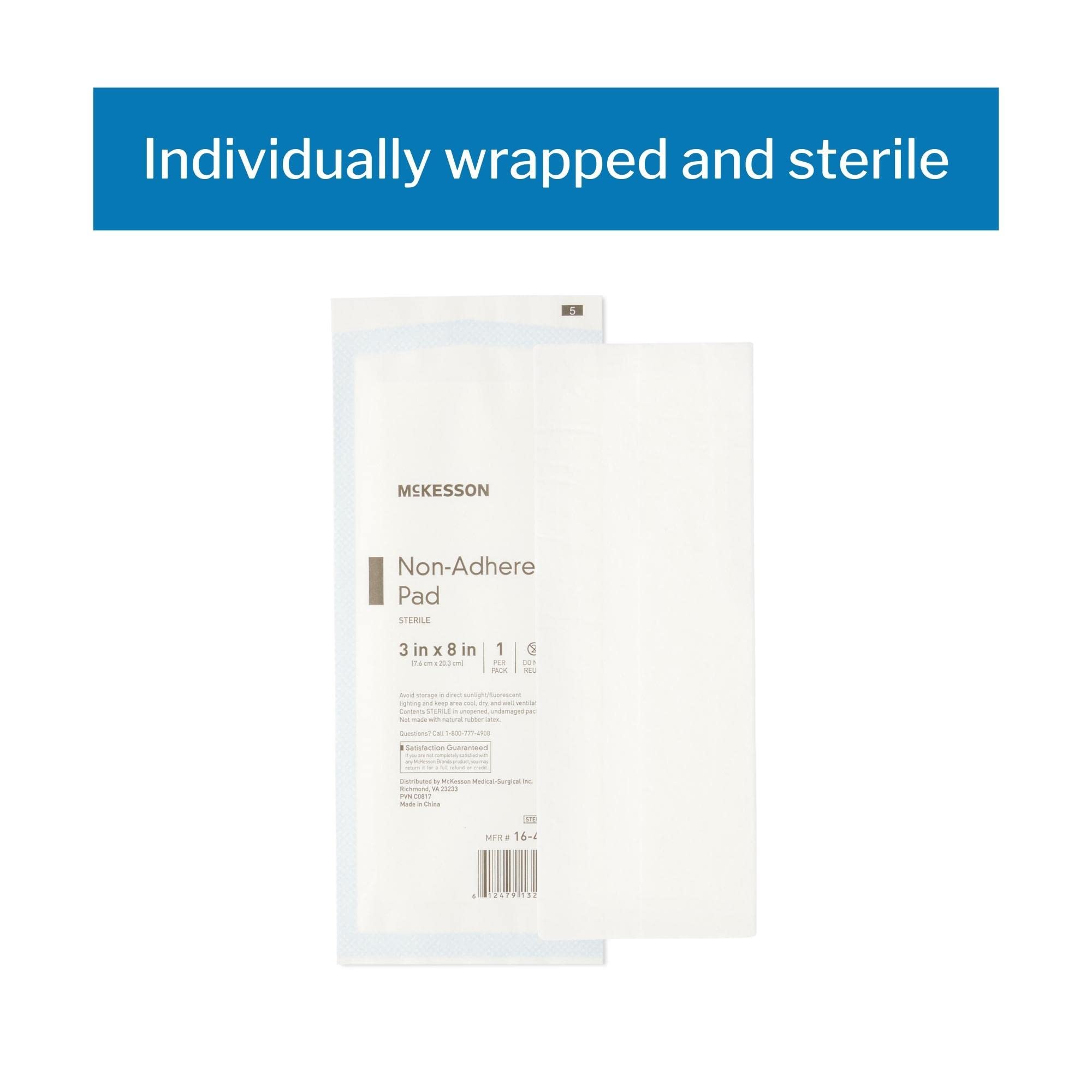 McKesson Non-Adherent Dressing Pads, Sterile, Nylon/Polyester, 3 in x 8 in, 75 Count, 1 Pack