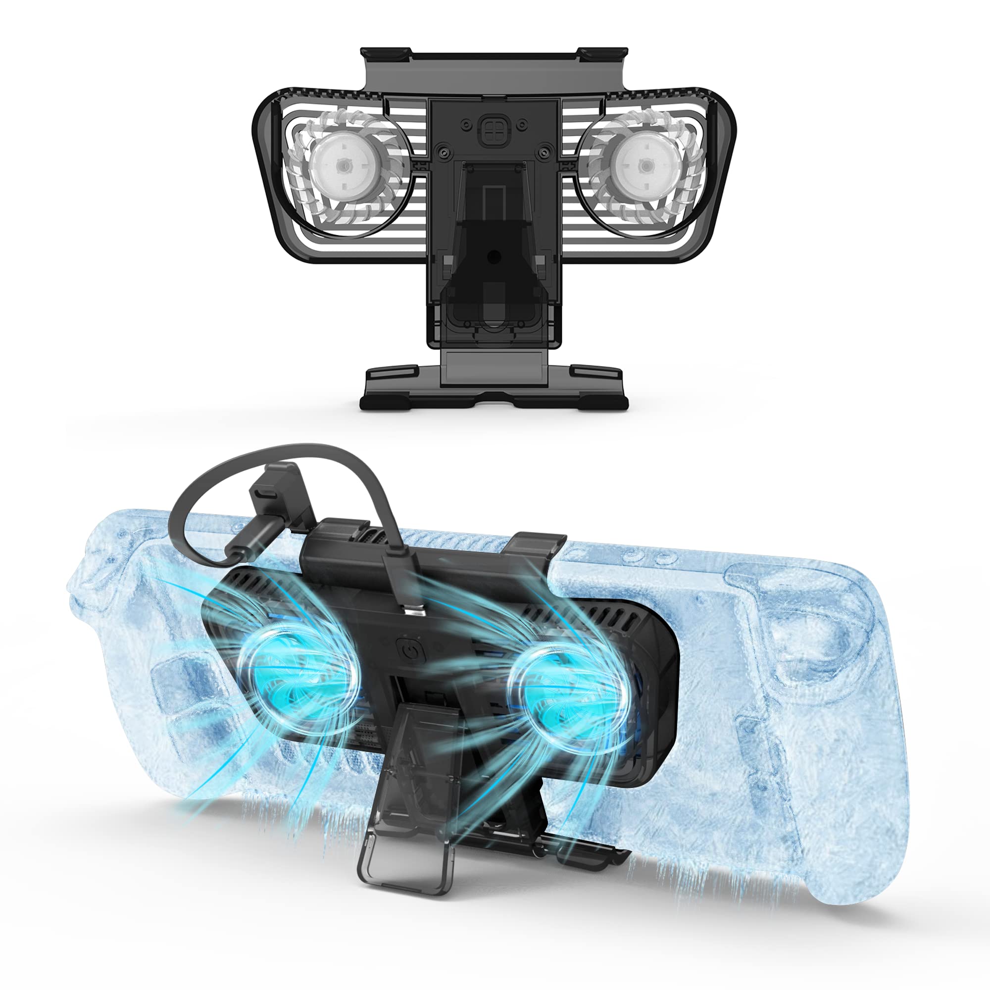 RTTACRTT 3 in 1 Cooling Fan with Kickstand for Steam Deck,Compatible with Steam Deck/NSW/NSW OLED Mode,3 Diverse Wind Modes and Dual Cooling Fans Adjustable Speed Efficient Cooling System
