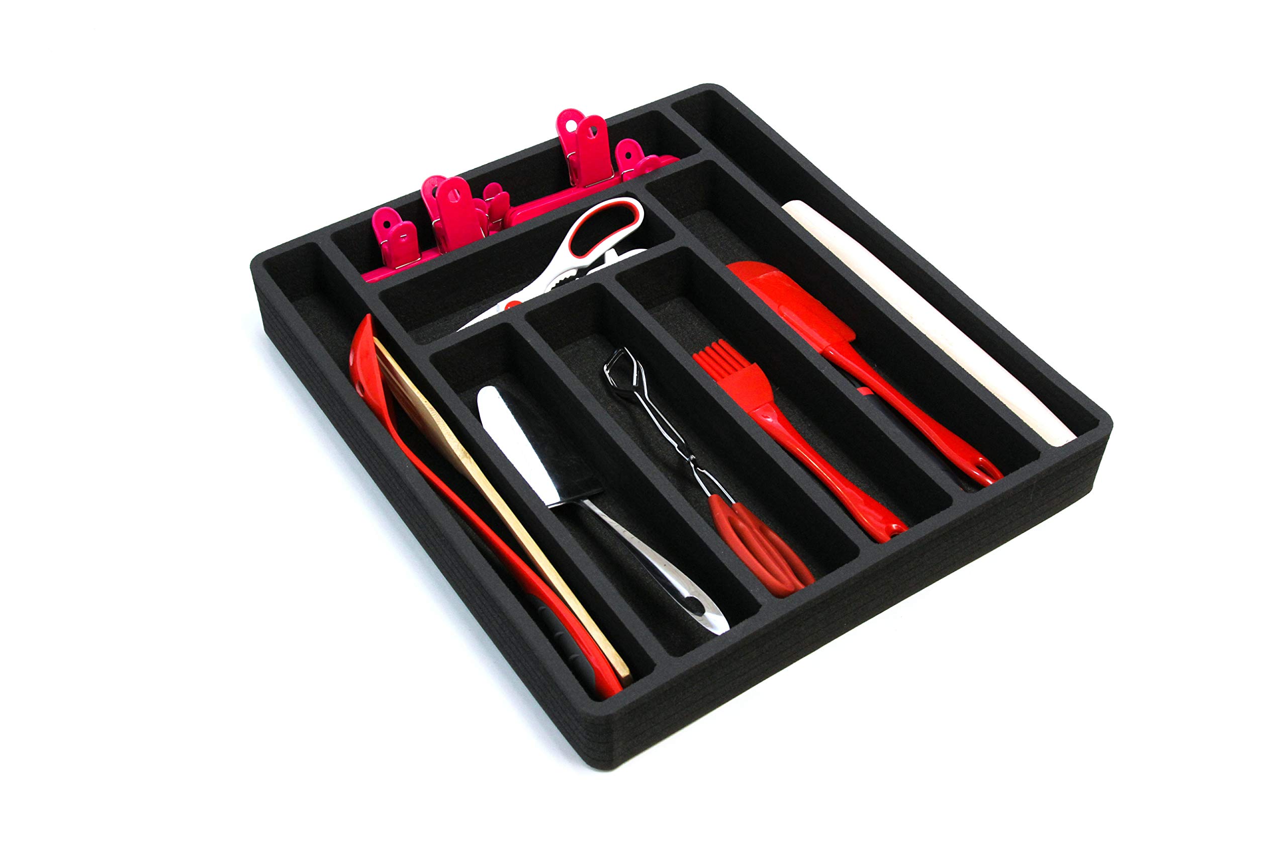 Polar Whale 3 Large Flatware Silverware Drawer Organizers for Cutlery Forks Knives Spoons Serving Utensils Non-Slip Premium Waterproof Tray Insert 16 x 18 Inches 8 Slot Extra Deep Set of 3