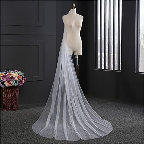 XBWEI Bridal Veil with Comb, Fashionable Bridal Wedding Accessories, 1 Layer, White, Single, with Comb (Color : D, Size : 500 Centimeters)