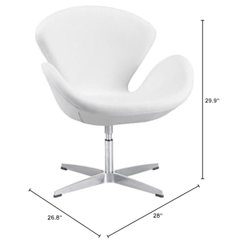 MAKLAINE Modern Faux Leather 29.9''H x 28''W x 21.8''D White Occasional Chair