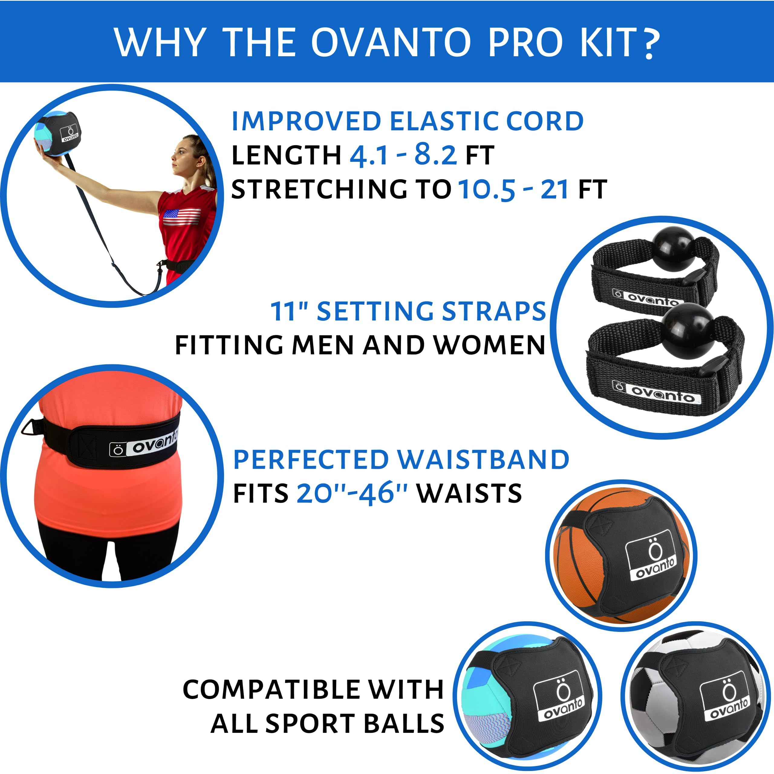 OVANTO Volleyball Training Equipment Aid – Solo Adjustable Volleyball Equipment in 4 Styles to Serve, Spike, Set and Pass Like a Pro - Gift for Beginners & Experts