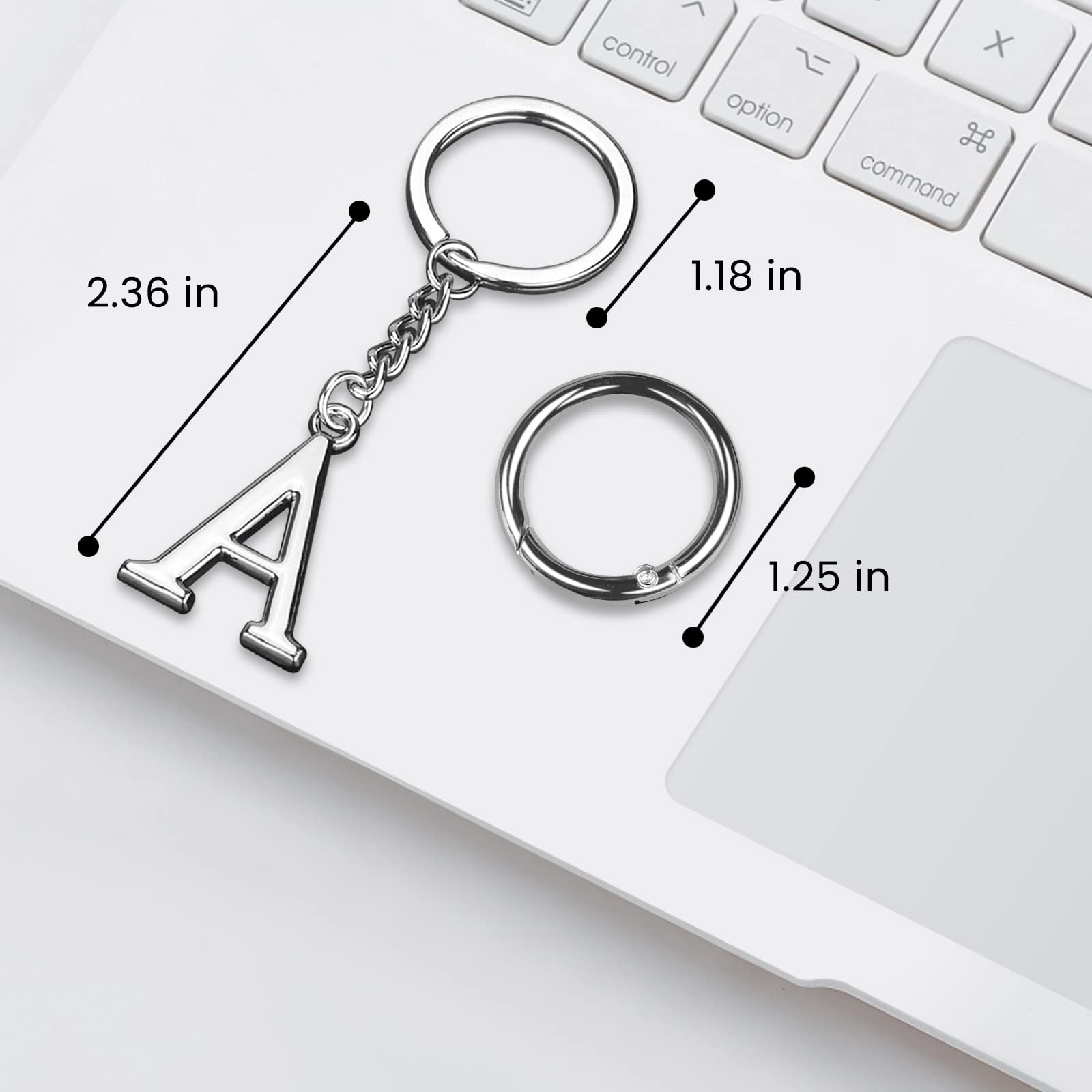 TEWENE Letter A-Z Keychain Stainless Steel Alphabet Initial Pendant with Key Ring & Bag Clip Buckle, Key Chain for Women Men DIY Personalized Gift Accessories