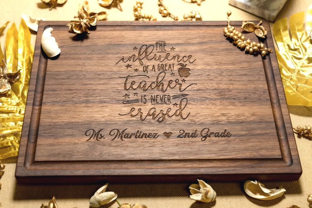 Walnut Artisan Personalized Cutting Boards, Custom Appreciation Gift Idea, Wood Engraved Charcuterie Board for First Grade, Teacher Design 104