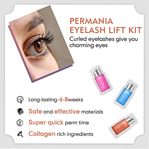 PERMANIA Lash Lift Kit,Lash Perm Kit, Fast Eyelash Lifting 5 Minutes DIY at Home with Strong Glue Disposable Sachet Lash Perming Kit Last 8 Weeks(30pcs)