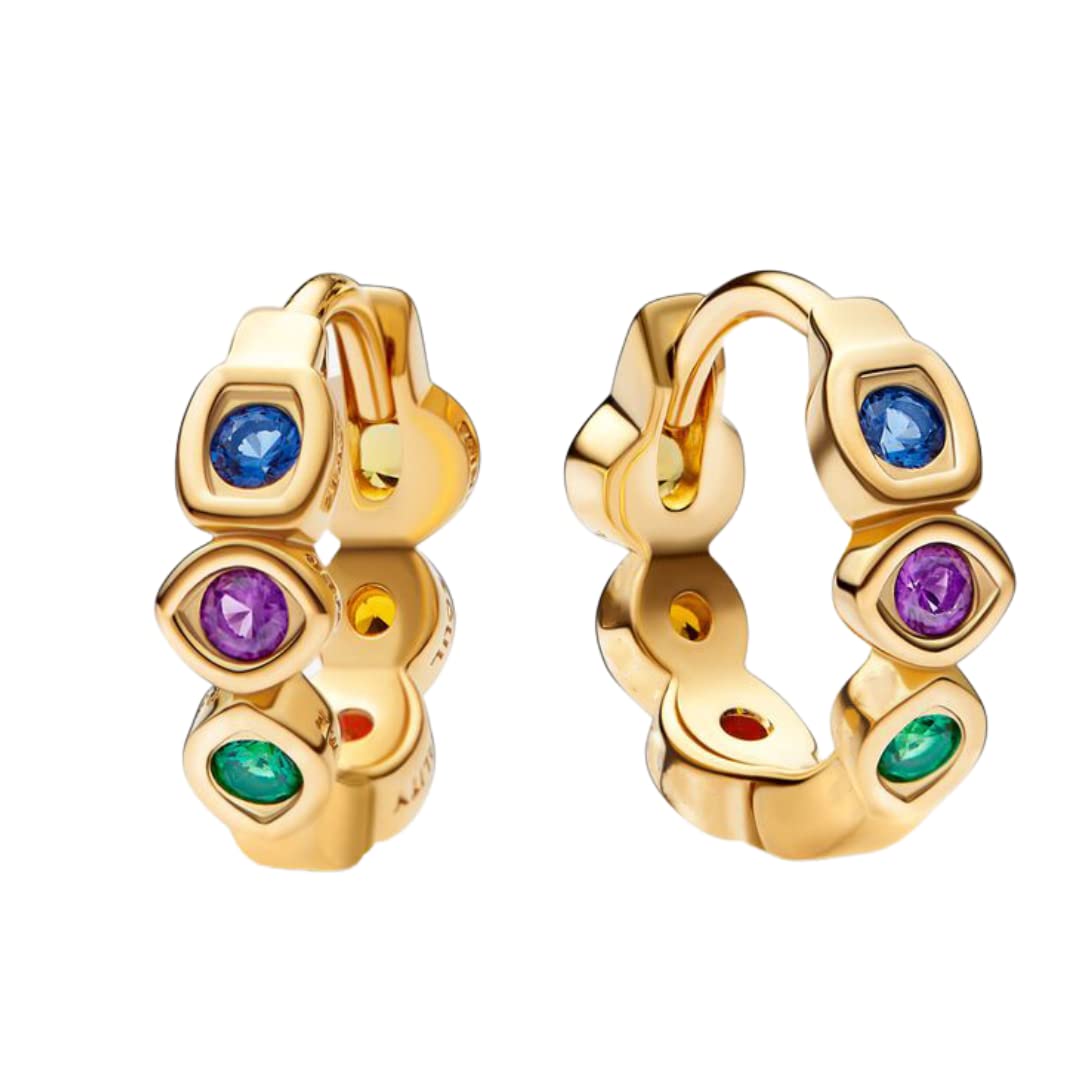 Marvel At Our Infinity Stones Hoop Earrings Gifts For Women and Girls (Gold)