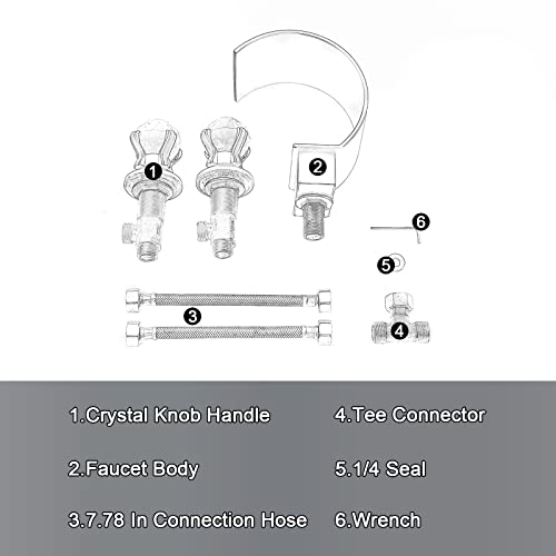 YAGATAP Gold Bathroom Sink Faucet 3 Hole 2 Handle Crystal Knobs High Arc Waterfall Spout Vanity Basin Mixer Tap 8-inch&Upwards Widespread Bathtub Filler Faucet…