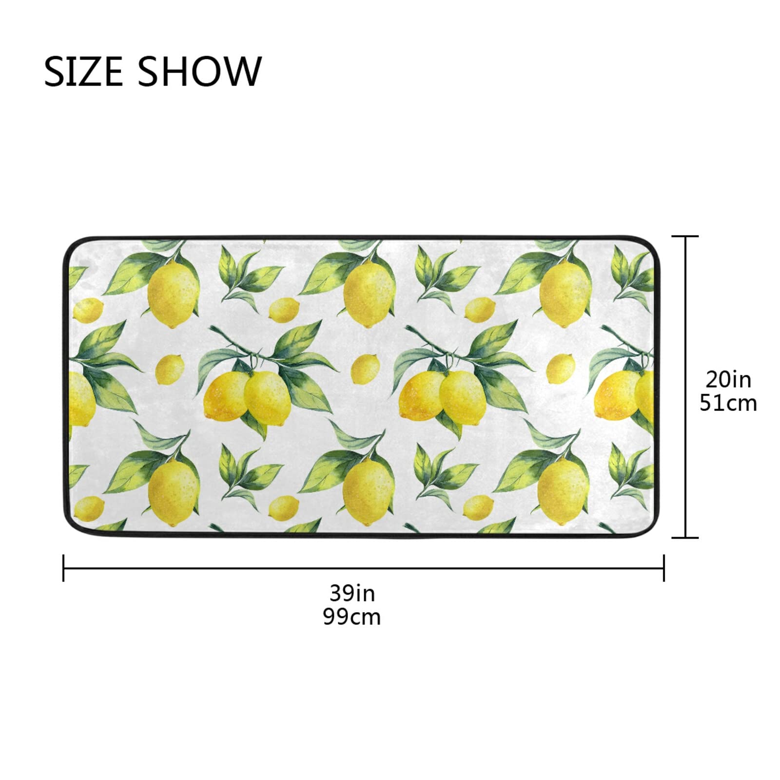 SLHKPNS Lemon Kitchen Rug Non-Slip Lemon Kitchen Mat Rug Comfort Runner Doormat 39x20 Inch Soft Floor Mat for Home Kitchen Decor
