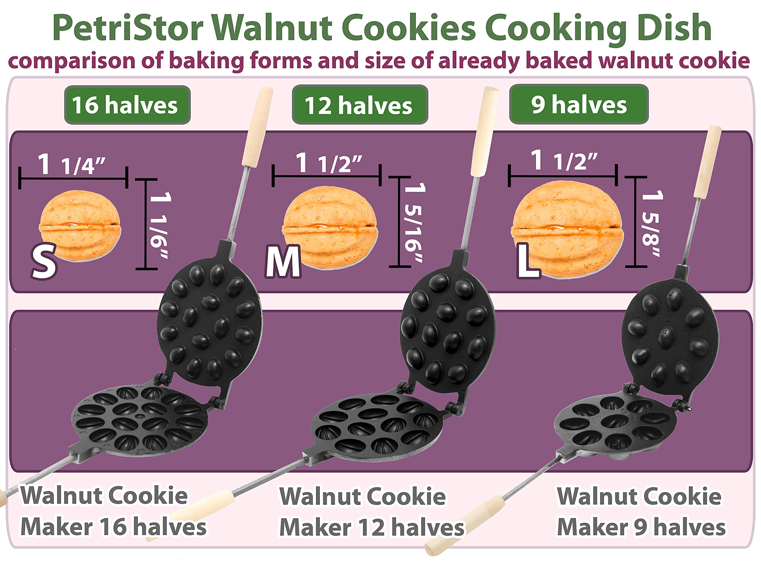 Walnut Cookie Mold Maker 12 non-stick - Oreshki Mold Maker - Walnut Cookie Molds - Орешница Russian - Oreshki Maker - Walnut Cookie Maker Oreshek - Nutty Maker - Oreshnitsa Nut Cookies Maker