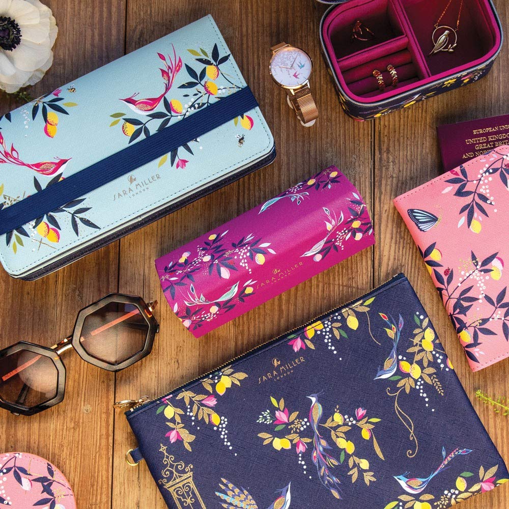 Sara Miller Navy Orchard Birds Pouch