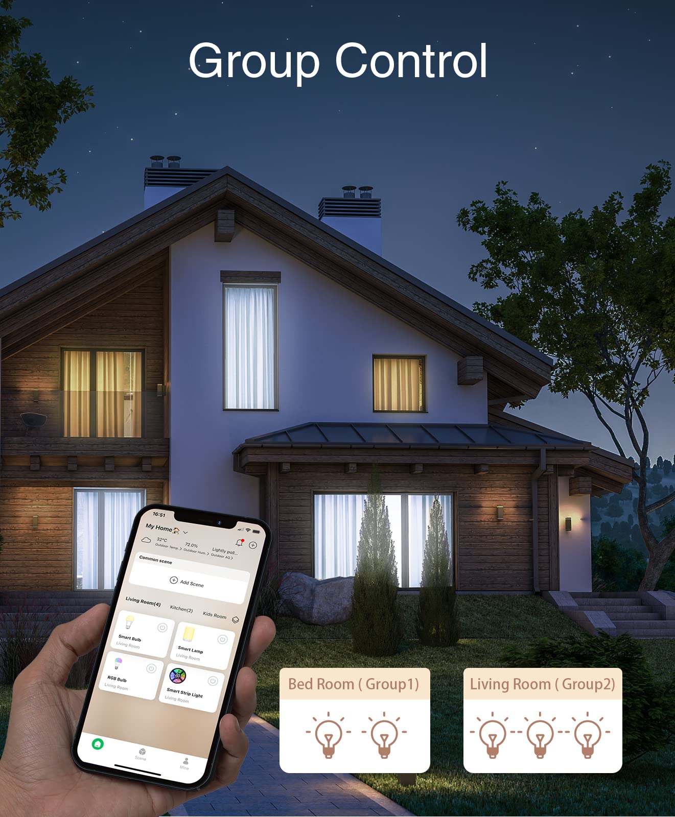 Smart Light Bulb, E26 A19 WiFi Bulb Compatible with Alexa and Google Home, Dimmable 800 Lumens LED Light Bulbs, 2700K Warm White to 6500K Daylight Tunable, App Go_sund Control, No Hub Required, 4 Pack