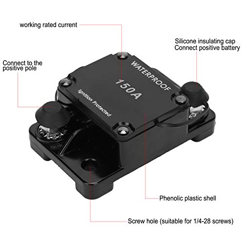 Over Voltage Protection Circuit Breaker Auto Switch Holder Waterproof for Automobile Truck Motorcycle Ship (150A)