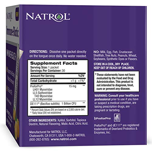 Natrol Immune-Biotic Stick Pack Powder, Supplement for Immune Support+ with Prebiotics and Probiotics, No Water Needed, Orange Flavor, 30 Count