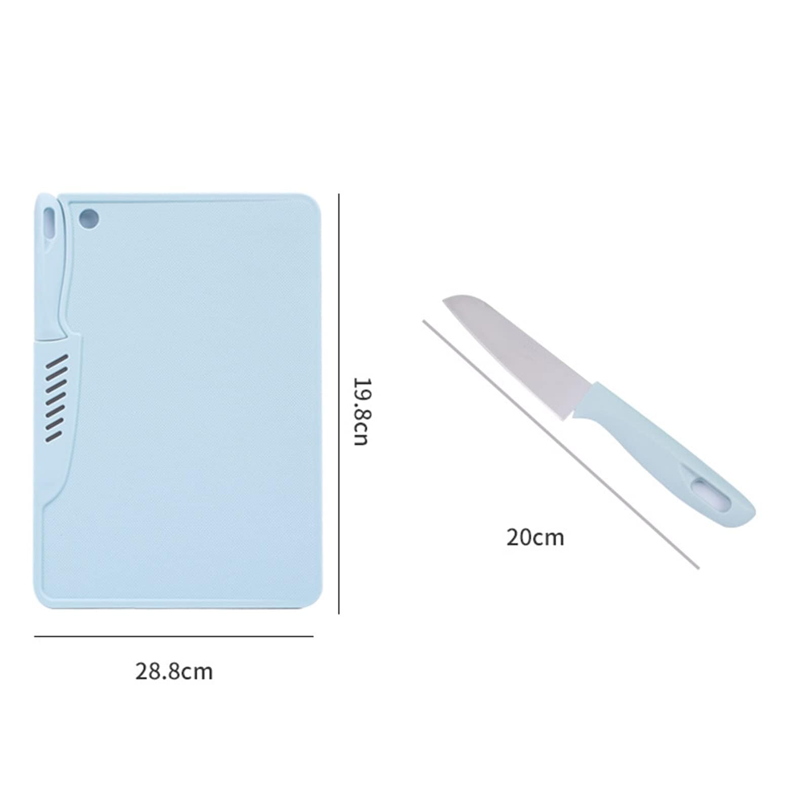 Small Plastic Cutting Board With Knife, Reusable Plastic Utility Cutting Board Multifunctional Portable Fruit Chopping Board with Knife Organizer & Hanging Hole for Kitchen Countertop(blue)