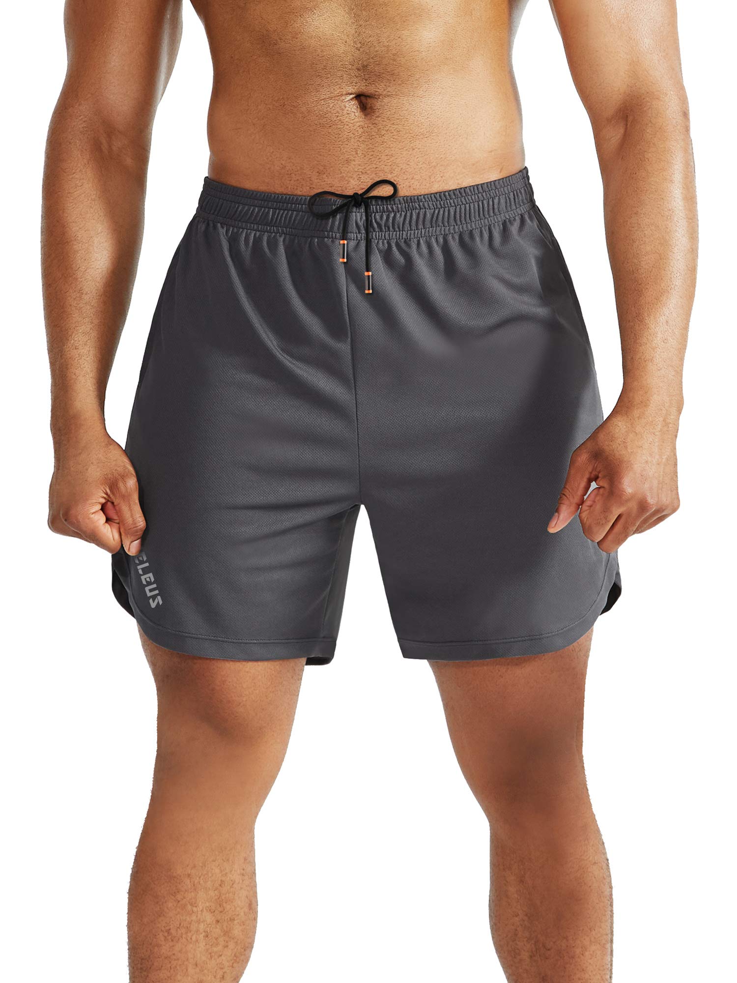 NELEUS Men's 2 in 1 Running Shorts with Liner,Dry Fit Workout Shorts with Pockets,6070,2 Pack,Black/Grey,US M,EU L