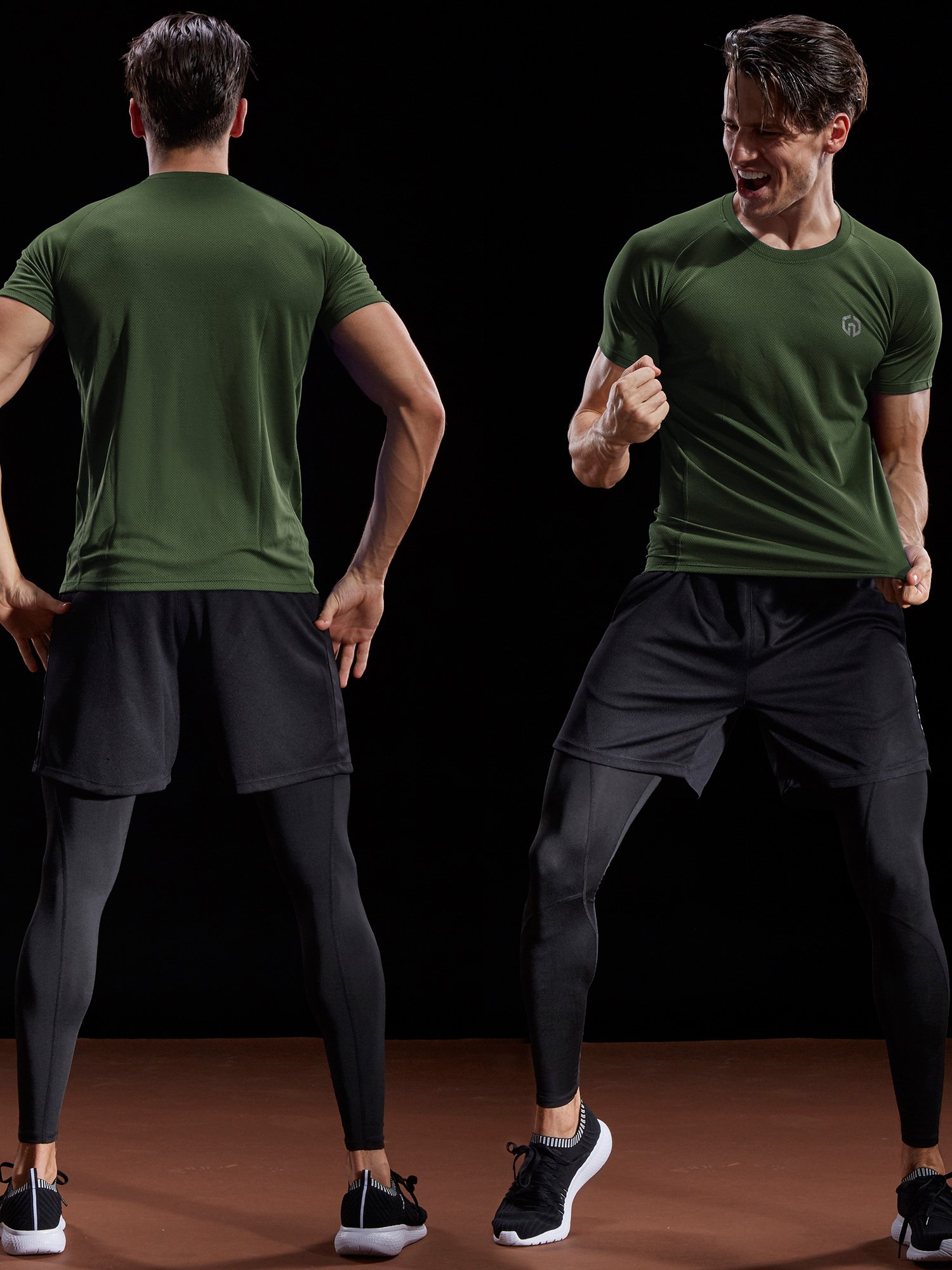 NELEUS Men's 3 Pack Mesh Athletic Running Sport Shirts,5033,Navy Blue,Blue,Olive Green,3XL