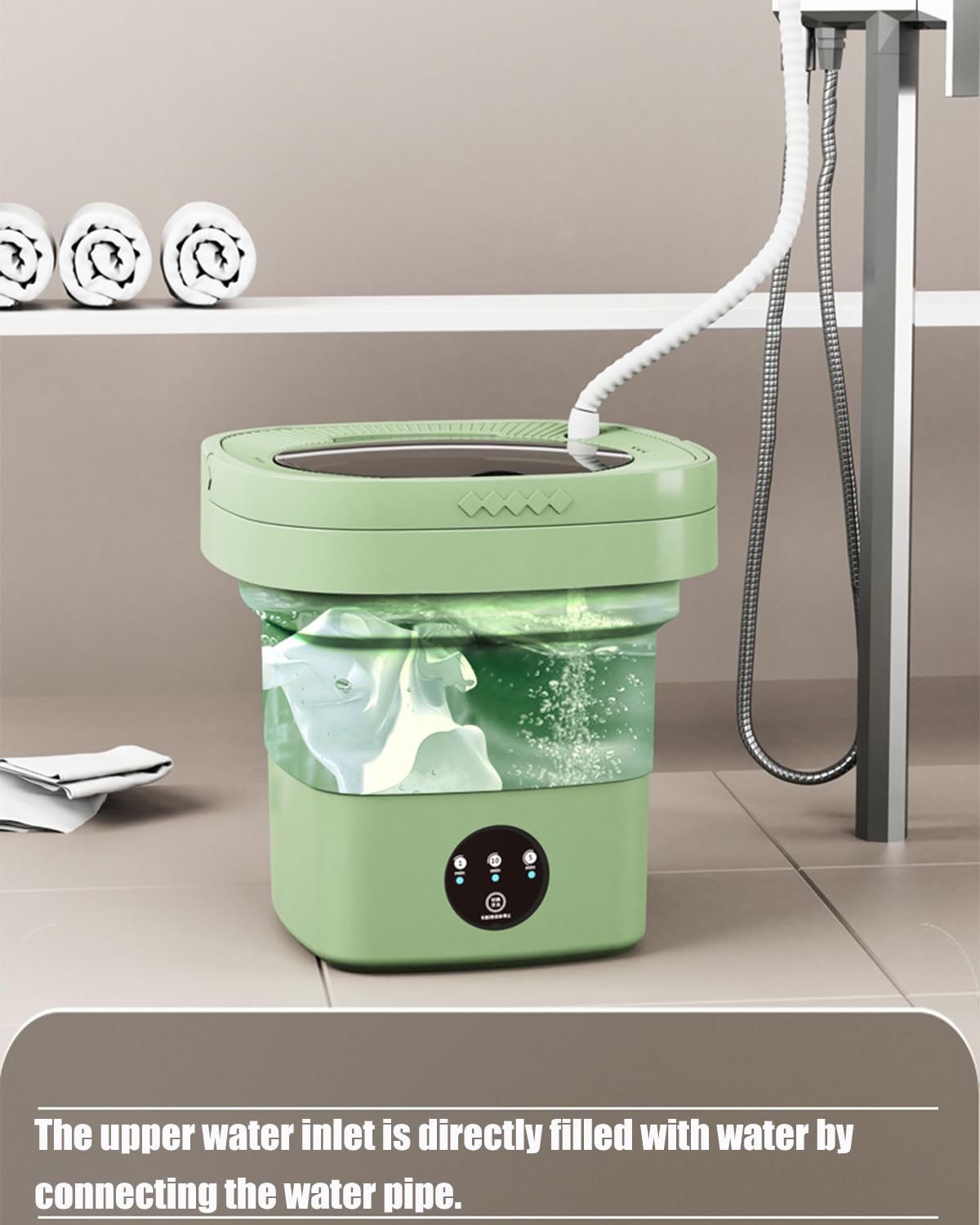 Portable washing machine foldable,Mini washer machine,8Litre large capacity Mini Washer for Underwear,Mini laundry machine suitable for Travel, RV, Camping, Home or Apartments Laundry Used (purple)