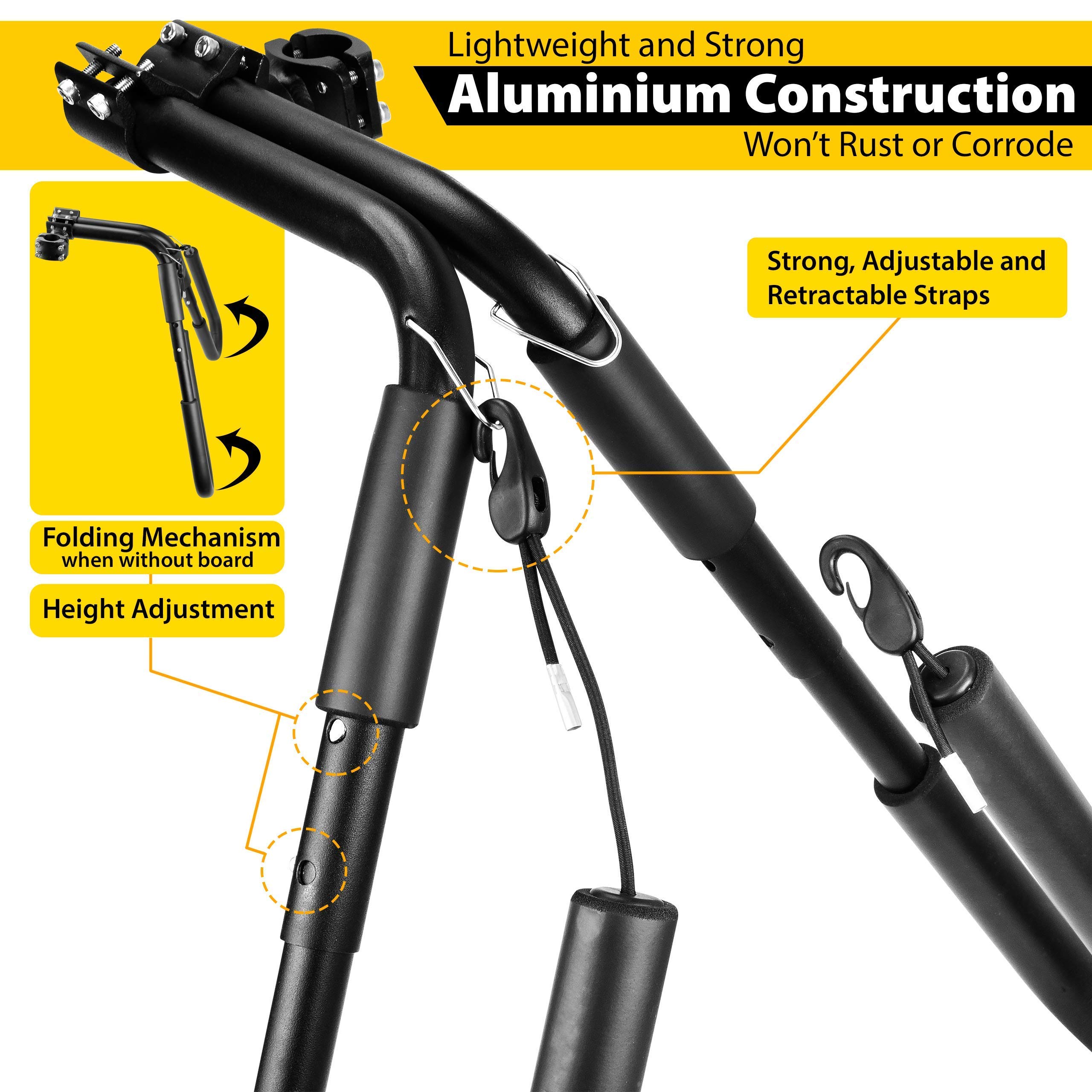 Norker Surfboard Bike Rack, Surf Rack for Bike - Bonus Wetsuit Hanger - Bike Surf Rack - Adjustable Surfing Rack for Shortboard, Wakeboard, Boogie Board