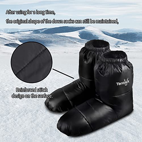 Tentock Camping Down Booties for Men Women Ultralight Waterproof Winter Down Socks for Skiing Snowboarding Indoor(XL)