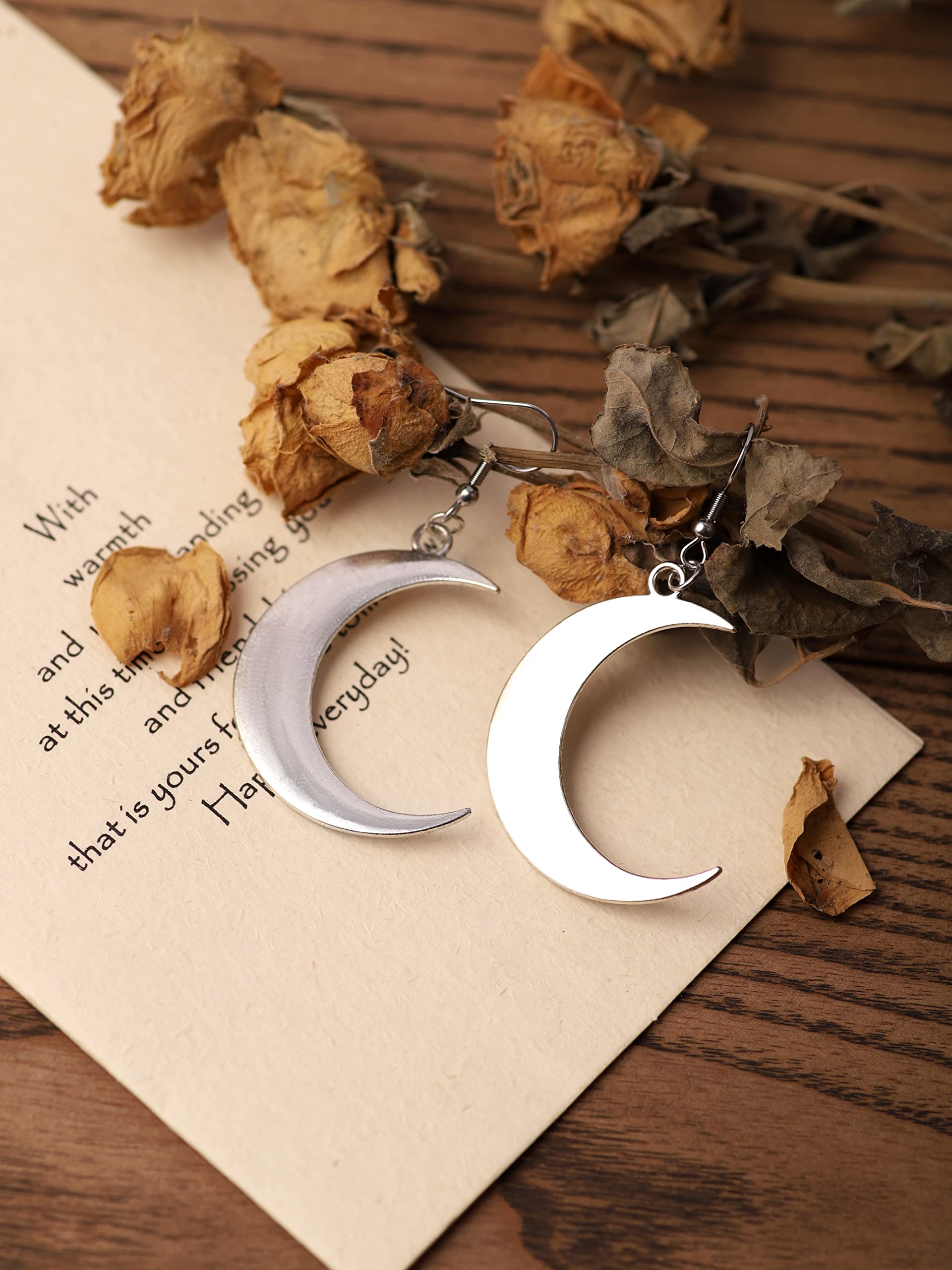 Sacina Gothic Moon Earrings, Zinc Alloy Crescent Moon Pendant, Celestial Earrings, Goth Jewelry Gift for Women