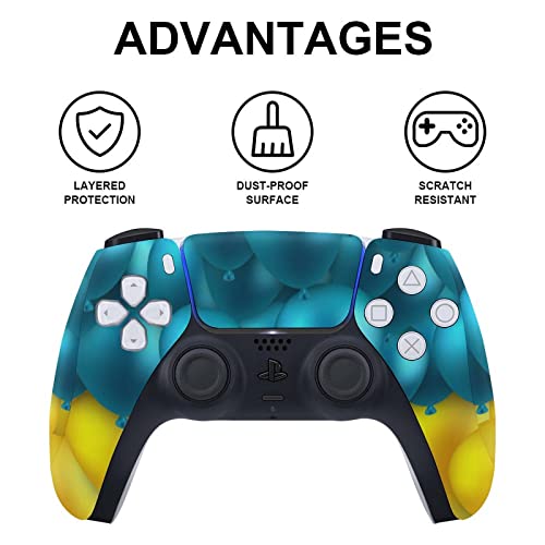 Ukrainian Flag Colors Balloon Full Protective Skin Cover Design Wrap Decal Sticker Compatible with PS5 Disk Version Console and Controller