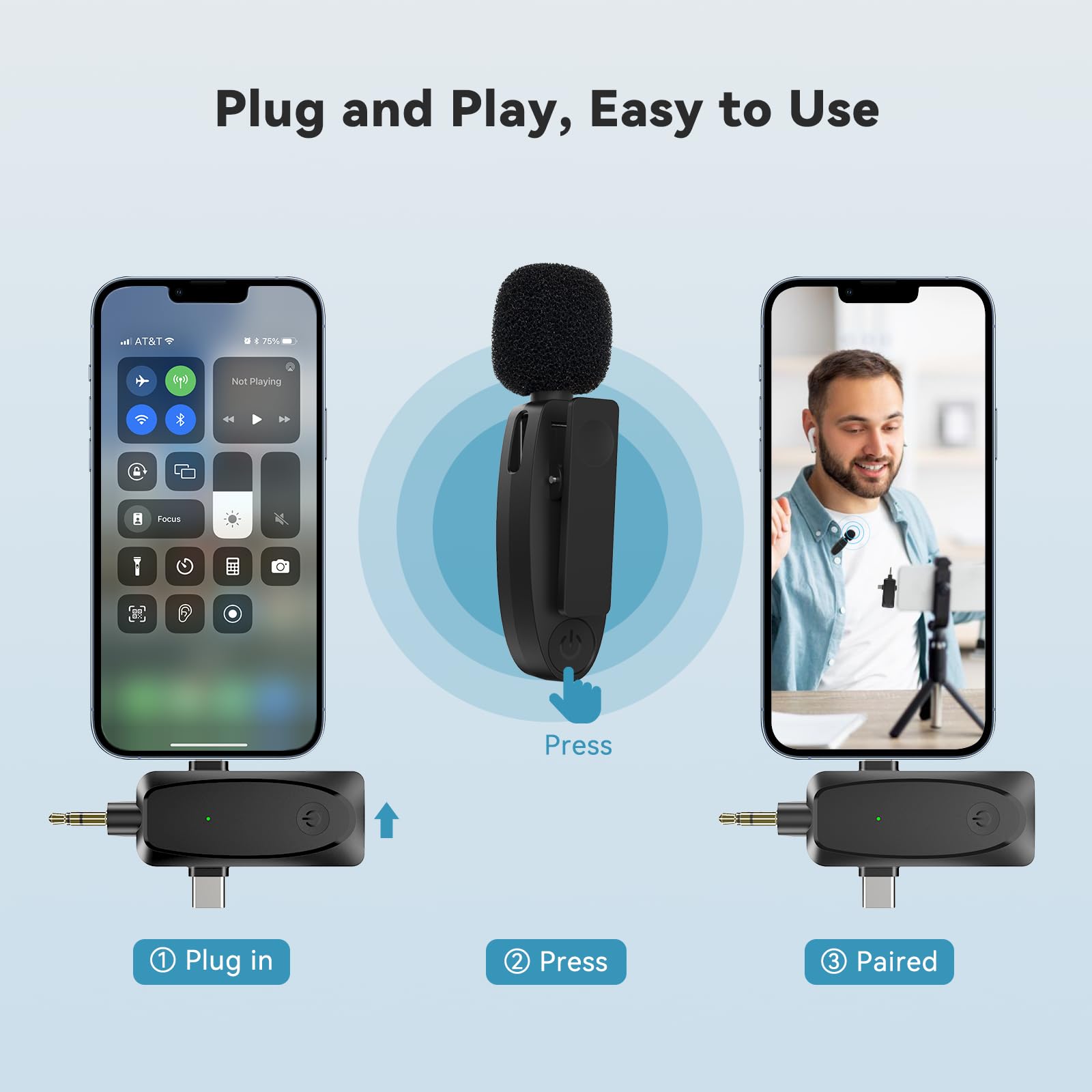 Maxtopfit 393FT Wireless Lavalier Microphone: 2.4G Noise Cancellation, Double Mics for YouTube, TikTok, Interviews, and Vlogs β Enhance Your Content Creation Effortlessly