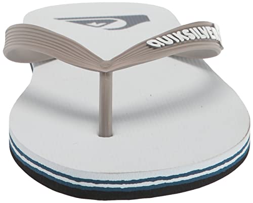 Quiksilver Men's Molokai 3 Point Flip Flop Sandal, Grey/White/Blue, 9