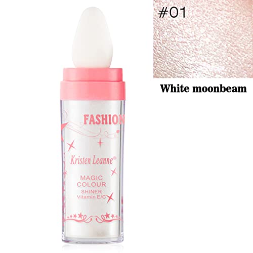 Polvo De Hadas Highlighter Makeup Powder,White Highlighter Makeup,the Natural Three-dimensional Face Glitter Blusher,Inner Corner Eye Highlighter for Women's Day Gift (01 White moonbeam)