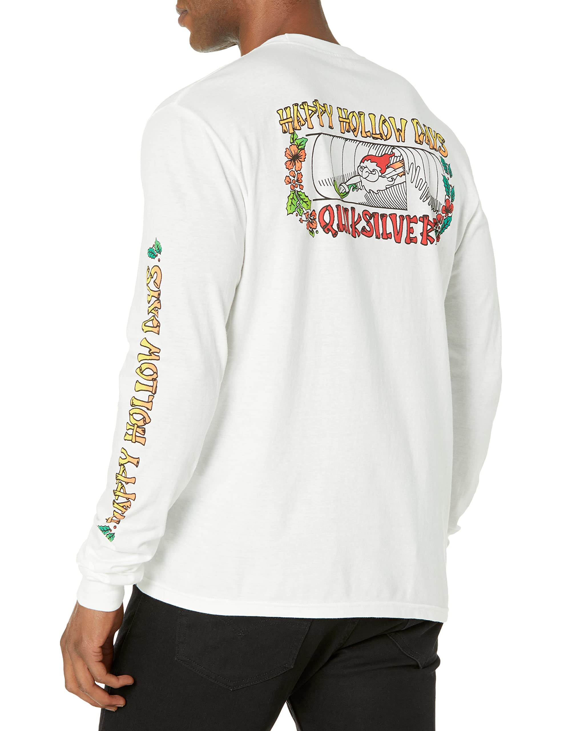 Quiksilver Men's Happy Hollow Days Long Sleeve Tee Shirt, White, Large