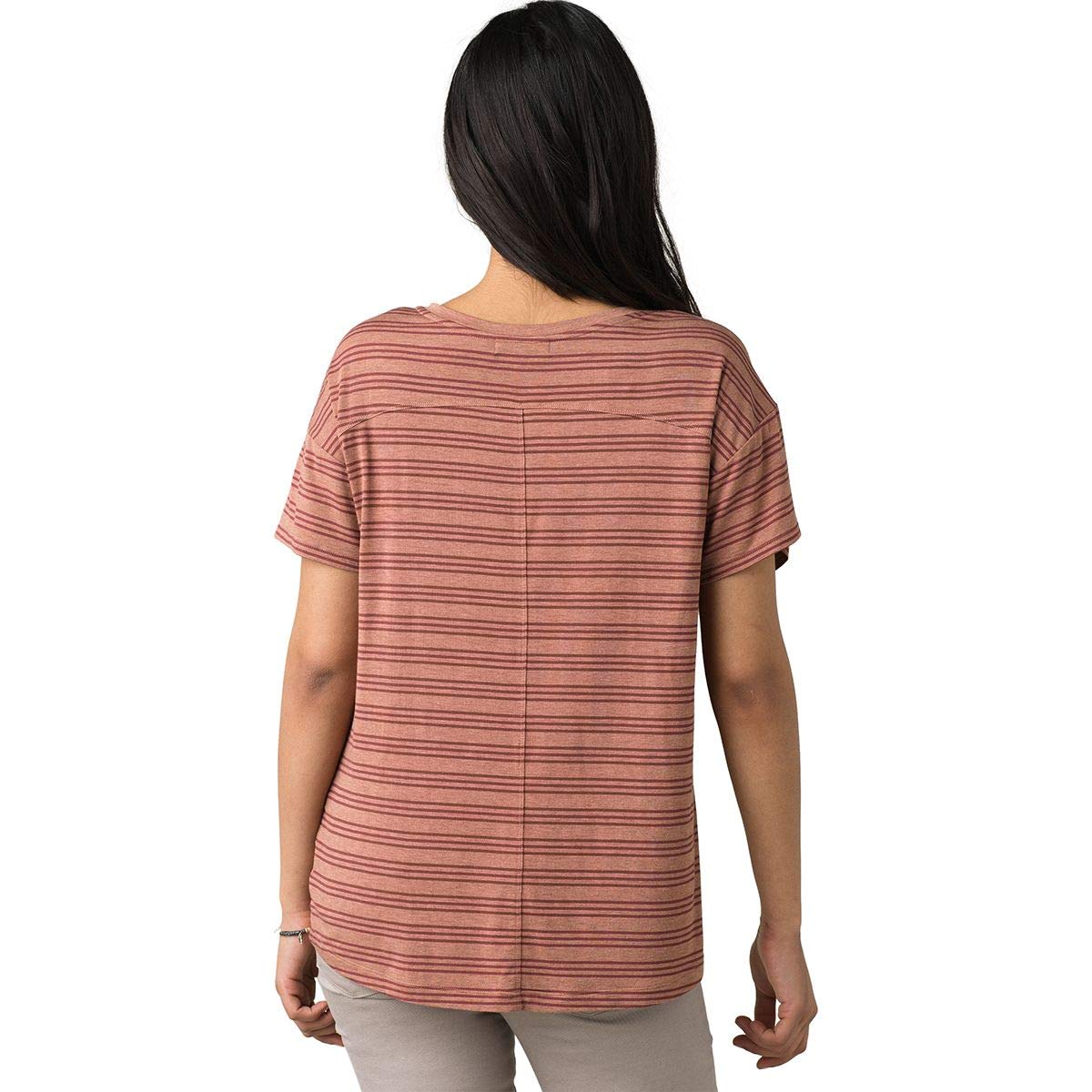 prAna Women's Foundation Slouch Top, Vino Heather Stripe, Medium