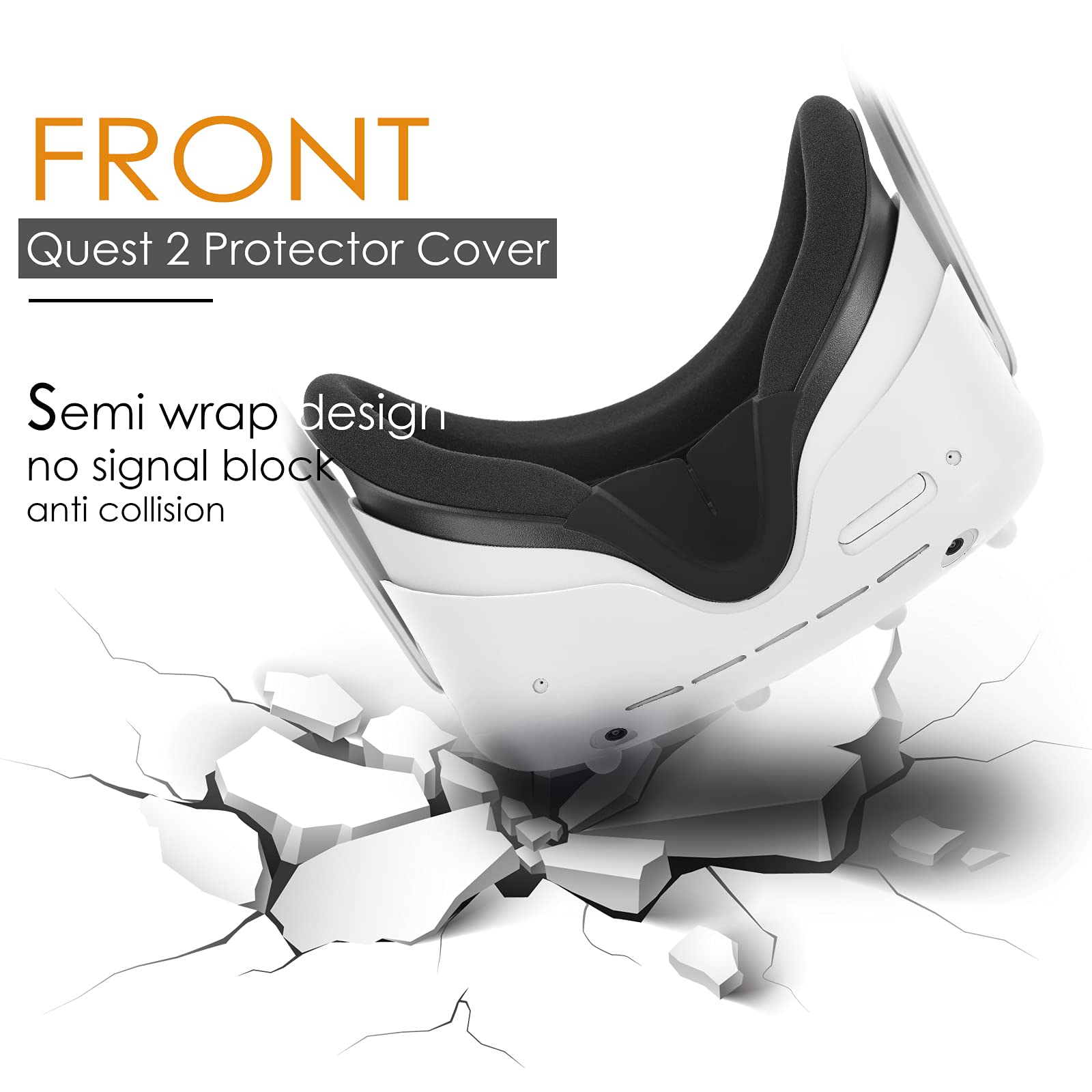 Protective VR Shell for Quest 2 Oculus Accessories Silicone Front Face Protector Cover VR Headset Protective Skin Hood with Thick Bulges Anti Scratch Preventing Collisions Dust Proof (White)
