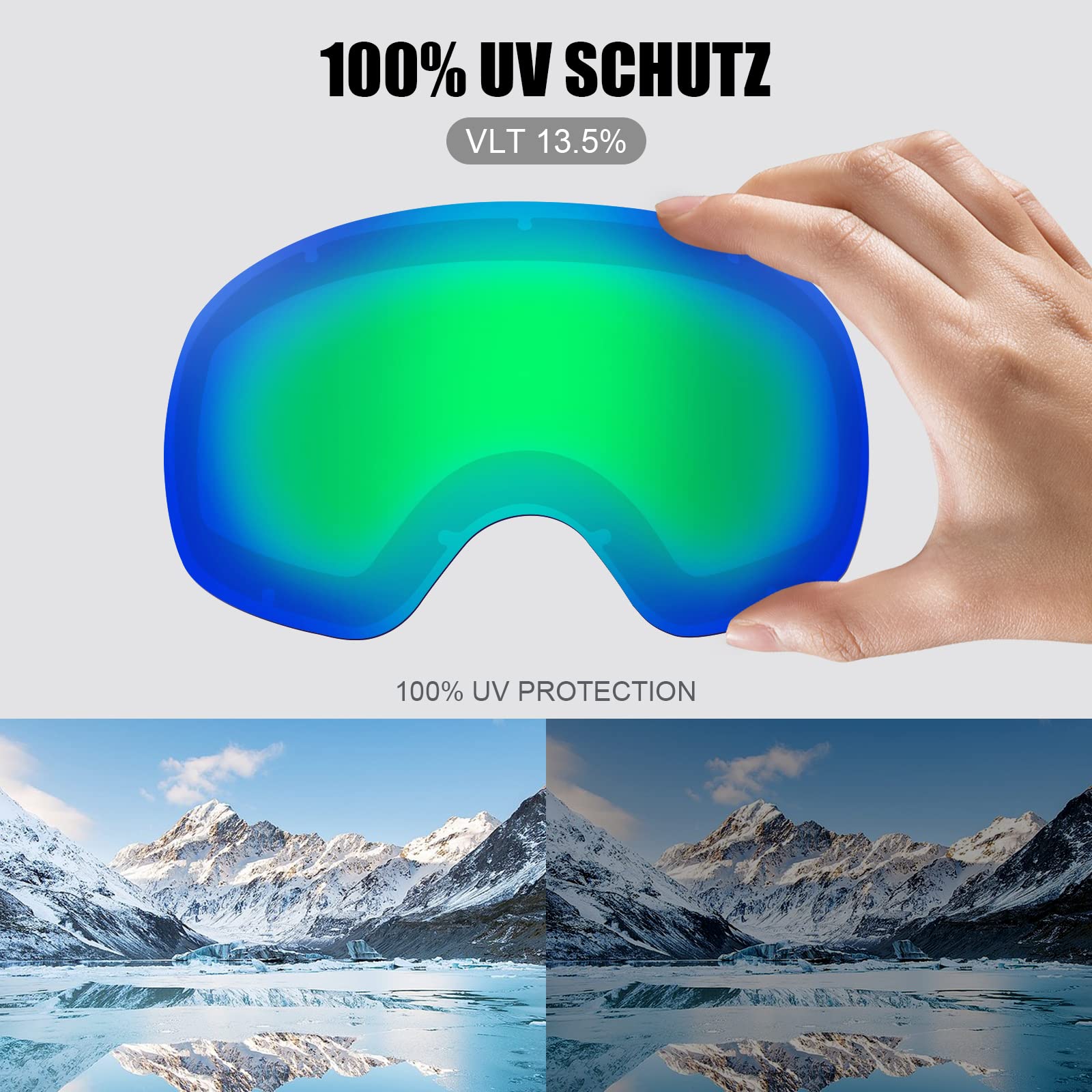 SKYWAY Ski Goggles,OTG Snow Snowboard Goggles for Men Women Snowmobile Skiing Skating SS6002 (Black Frame/Orange Lens)