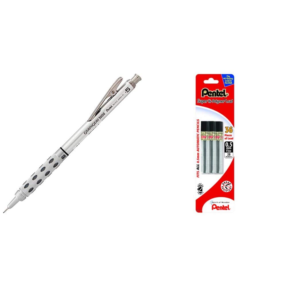 Pentel GraphGear 1000 Mechanical Pencil (0.5mm) Super Hi-Polymer Leads (0.5mm)