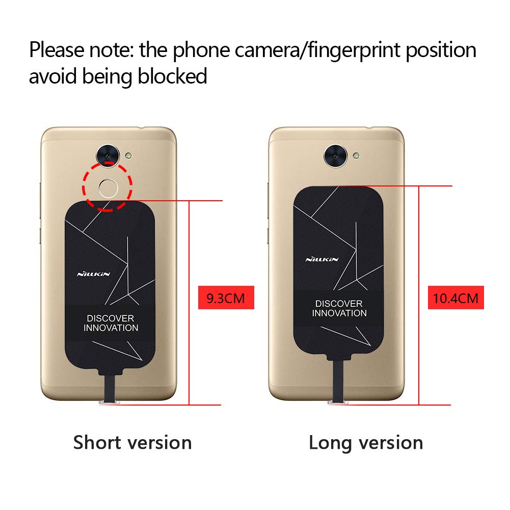 Nillkin Qi Receiver USB C, Thin Wireless Charging Receiver, Type C Wireless Charger Receiver for Galaxy Note 8 Pro/A50/A70/A10s/Xiaomi Note 8/Huawei P30 and Other Type-C Android Phones(Long Version)