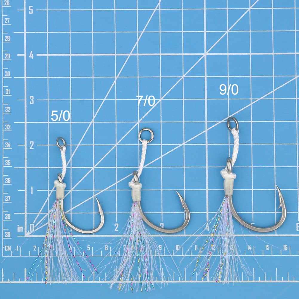 OCEAN CAT Assist Hooks Wasp Glow Jigging Jigs Slow Fast Fall Hooks Size 5/0,7/0,9/0 (9/0, 1 pack)
