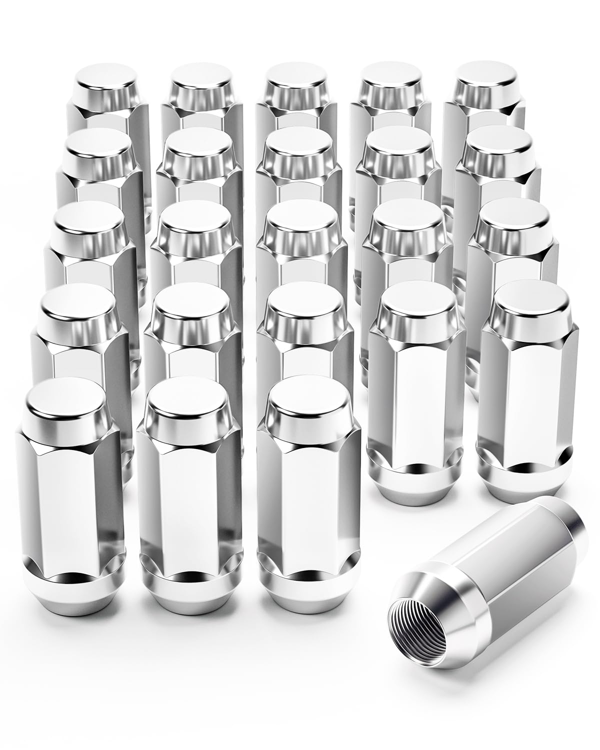 Orion Motor Tech M14x1.5 Lug Nuts with Cone Seat, 3/4" 19mm Hex 1.9x0.87 in. Chrome Plated Wheel Lug Nuts Compatible with Chevrolet Silverado Suburban 1500 Ford Expedition F-150 Ram 1500, Set of 24
