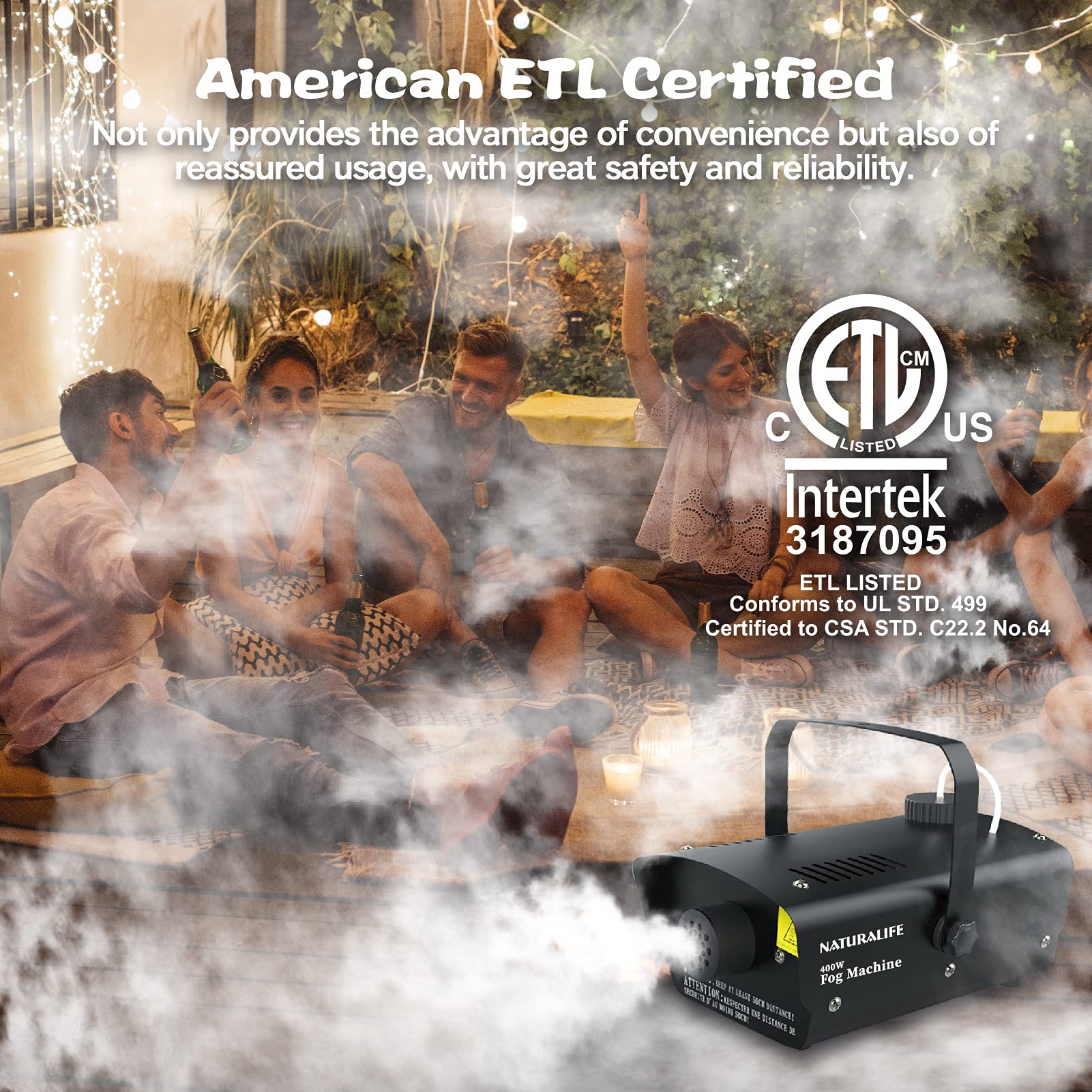 Naturalife Fog Machine, Professional Smoke Maker with Wired Remote Control and Fuse Protection, Great Smoke Machine for Halloween, Thanksgiving & Christmas Parties, 400W-Black