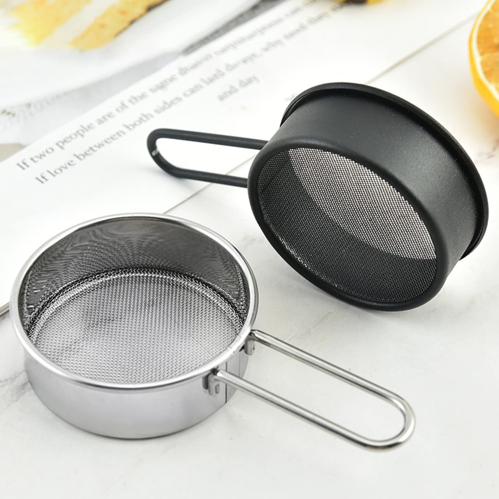 Stainless Steel Powdered Sugar Sifter Mini Home Flour Sifter Fine Mesh Flour Sieve Kitchen Tool for Baking, Sugar, Coffee and Tea - Diameter 2.5 Inch, Silver