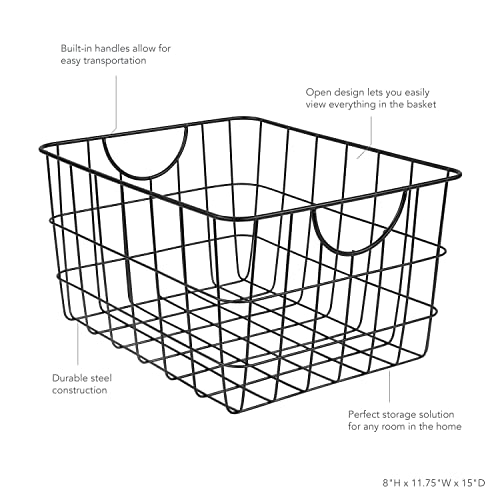 Spectrum Utility Wire Basket (Black) - Storage Bin & Décor for Bathroom, Closet, Pantry, Under Sink, Toy, Shelf, Kitchen, & Nursery Organization