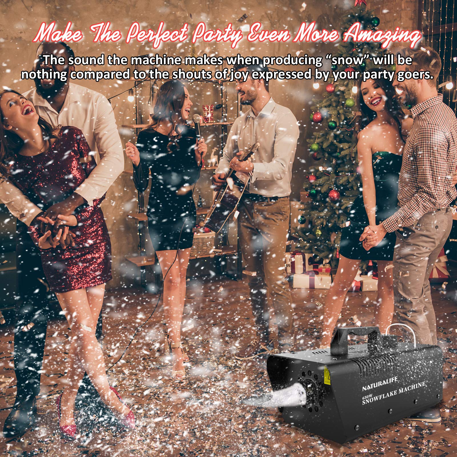 Naturalife Snow Machine, 650W High Output Snowflake Maker with Wired Remote Control Great Machine for Christmas Wedding Party Stage Effect