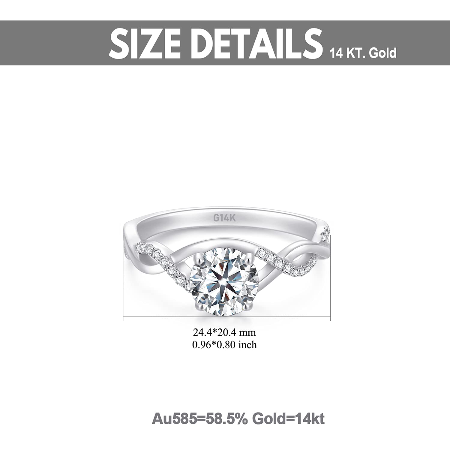 SISGEM 14K Gold Wedding Ring for Women,Split Shank Pave Set 1 Carat Moissanite Engagement Ring With Engraved Name,Wedding Anniversary Size 5-11 (14K White Gold-(Regular), 7)
