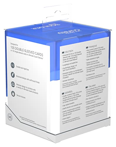 Ultimate Guard Boulder Synergy 100+, Deck Case for 100 Double-Sleeved TCG Cards, White/Blue, Secure & Durable Storage for Trading Card Games