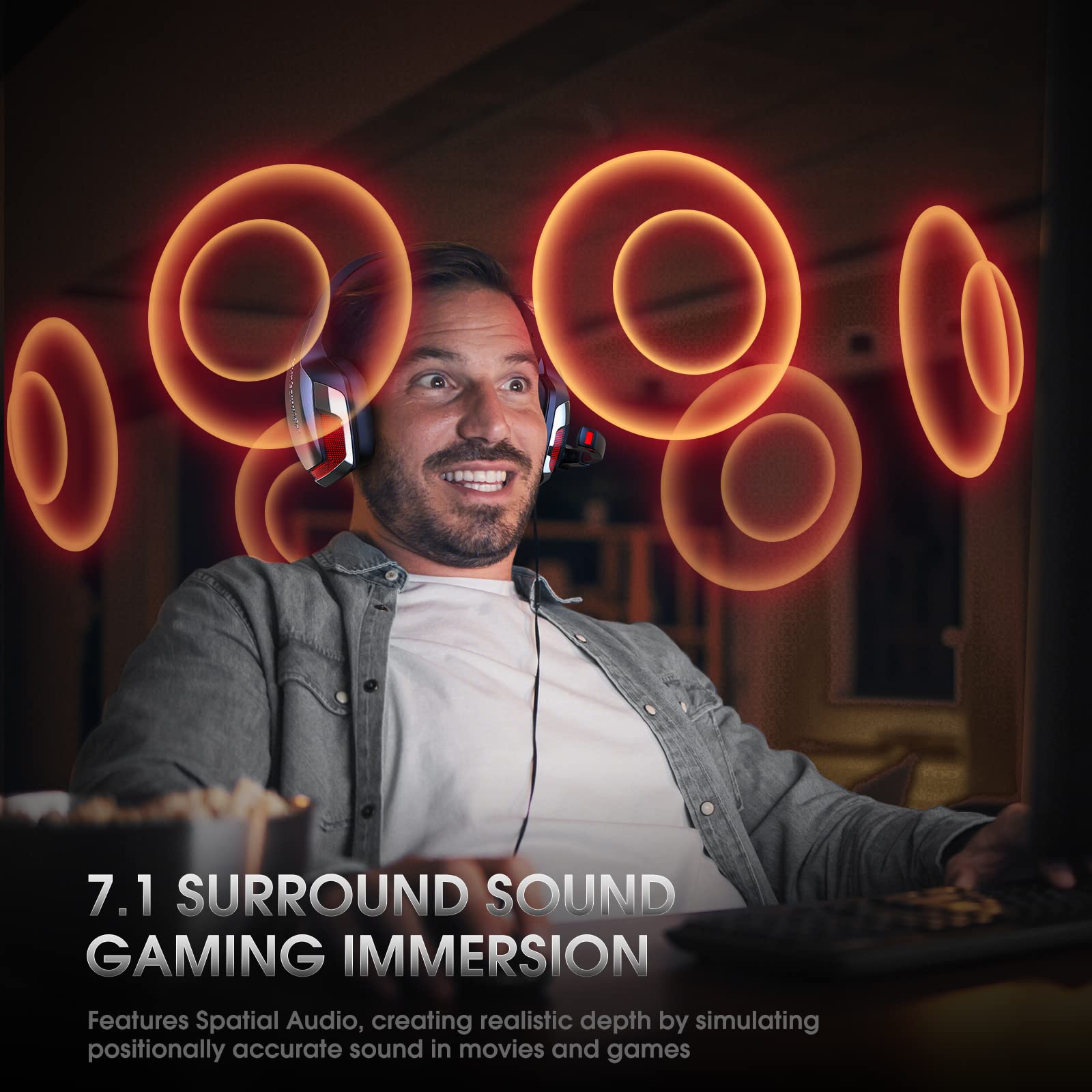 PS4 Headset V-4 Gaming Headset PlayStation4 Headset Stereo Wired Over-Head Gaming Headphones with Noise Canceling Microphone & LED Light for PC/Sony PSP/Mac (Adapter Not Included)