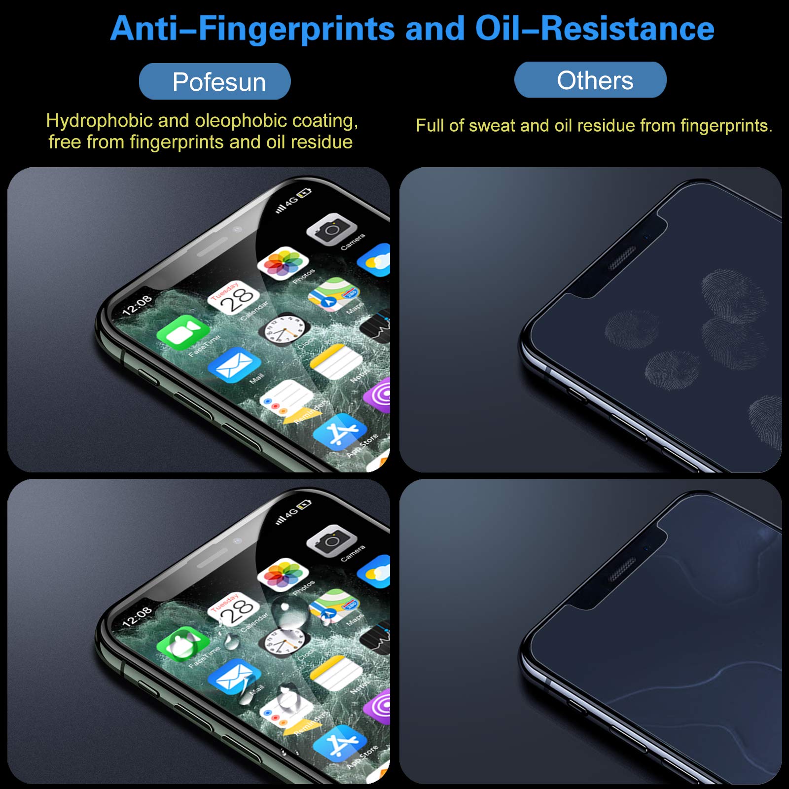 Pofesun 6 Pack Edge-to-Edge Tempered Glass Screen Protector for iPhone 11/iPhone XR 6.1Inch, Full Framed Coverage Film with Easy Installation Kit, HD Anti-Scratch Bubble Free 9H Hardness Case Friendly